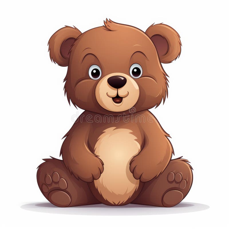 Adorable Vector Illustration of a Cute Bear Sitting, Isolated on White ...