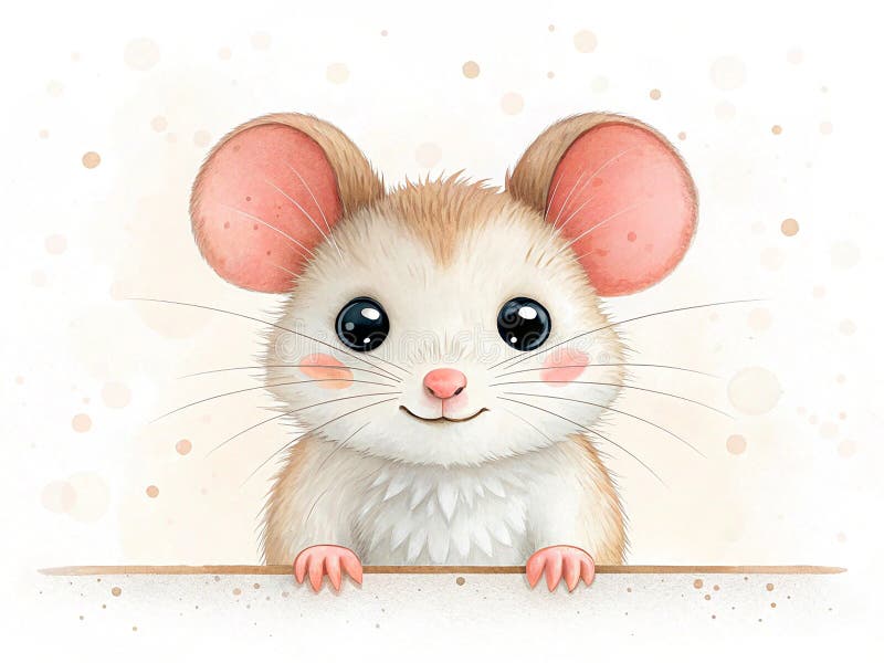 Adorable Watercolor Mouse Peeking Over a Surface Stock Photo - Image of ...