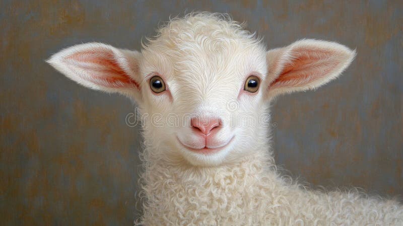 Adorable White Lamb Portrait Showing Sweet Expression Stock ...