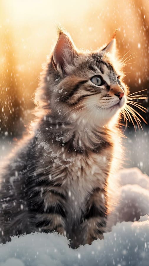 Adorable Winter Kitten with Natural Lighting AI Generated Stock ...