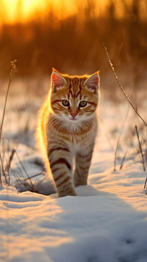 Adorable Winter Kitten with Natural Lighting AI Generated Stock ...