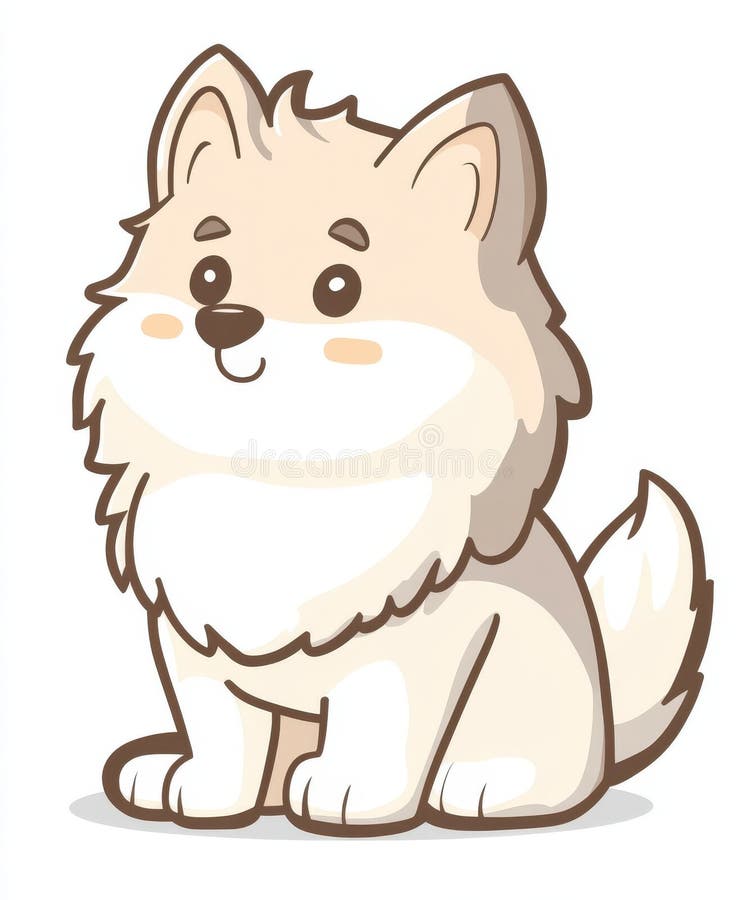 Cute Cartoon Wolf Icon with Fluffy Fur and Friendly Expression Stock ...