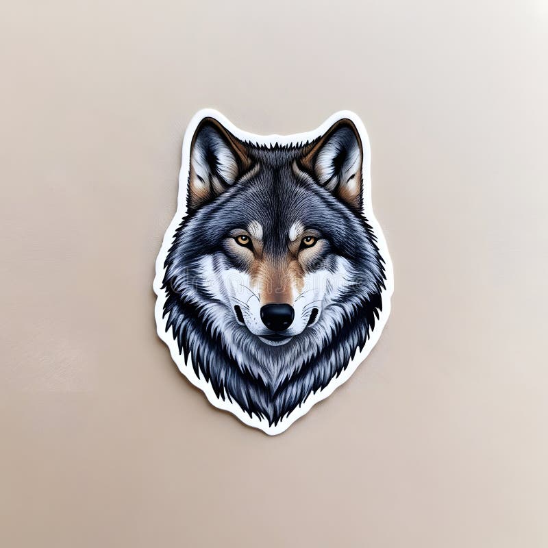 Adorable Wolf Sticker Design with Cheerful Expression and Fluffy Fur ...