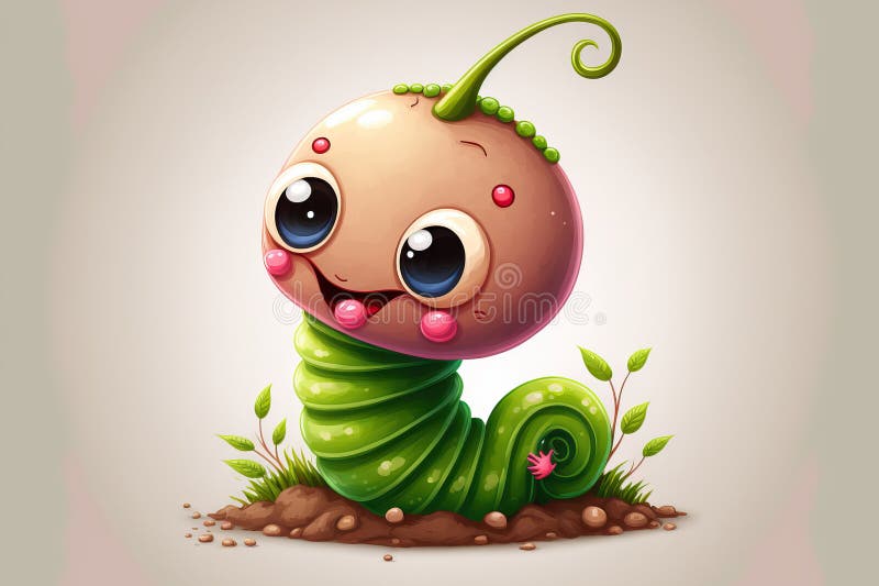 Adorable worm cartoon stock illustration. Illustration of funny - 271993296