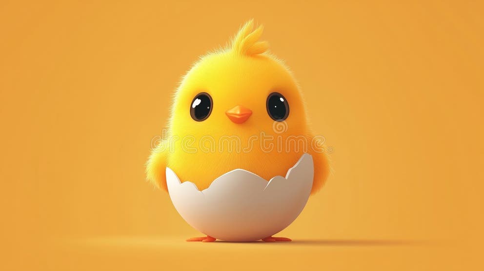 Adorable Yellow Chick Emerging from Its Egg Hatching Scene Stock Image ...