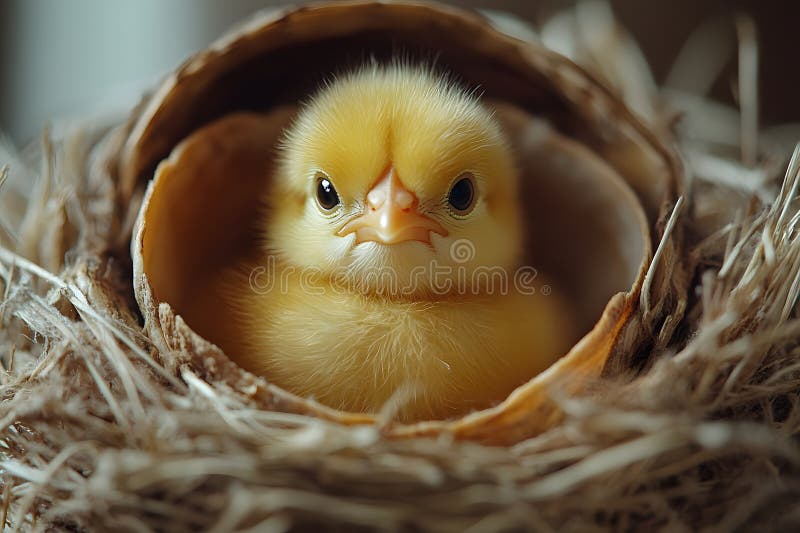 Adorable Yellow Chick in Nesting Shell - Easter and Spring Concept ...
