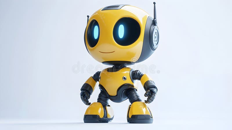 Cute Yellow Robot stock image. Image of graphics, cartoon - 369464581