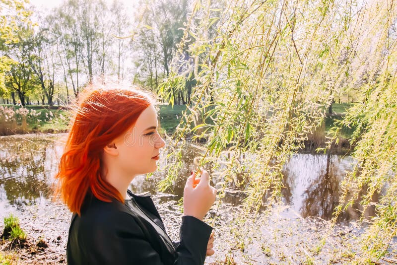 Adorable Young Girl Having Fun in a Spring Park Stock Photo - Image of ...