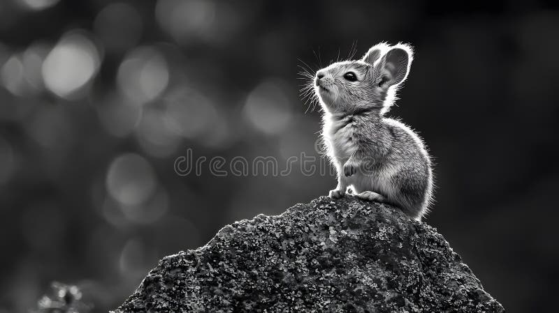 Adorable Young Rabbit Sitting on a Rock. Stock Illustration ...