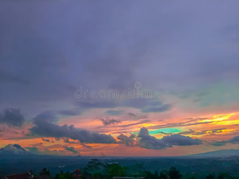 ADP Beautiful Sunset Panorama in Countryside Stock Photo - Image of ...
