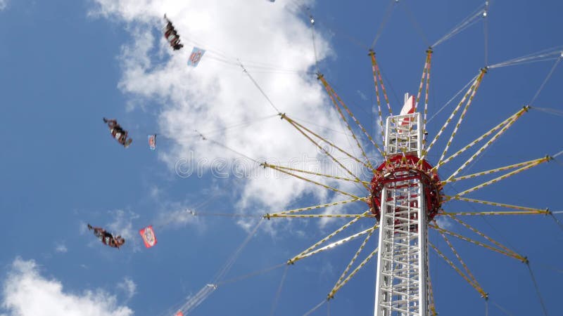Flying Swing Carousel Amusement Park Ride People Have Fun when Swinging ...