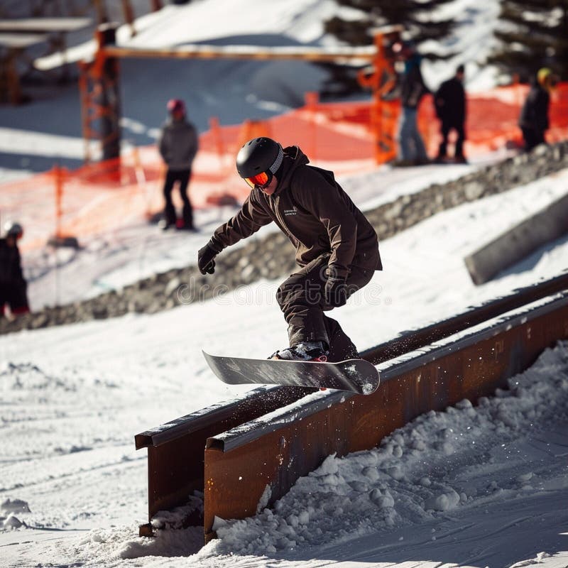 Adrenaline-pumping Snowboarding Stunt: a Daring Grind on a Construction ...