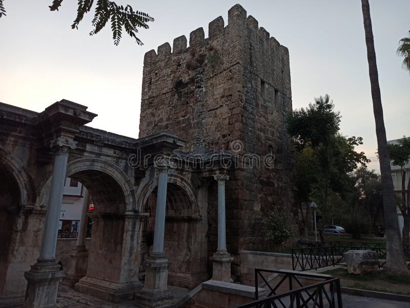 Adrian Gate, Antalya Landmark, Turkey. Antique Construction of Marble ...