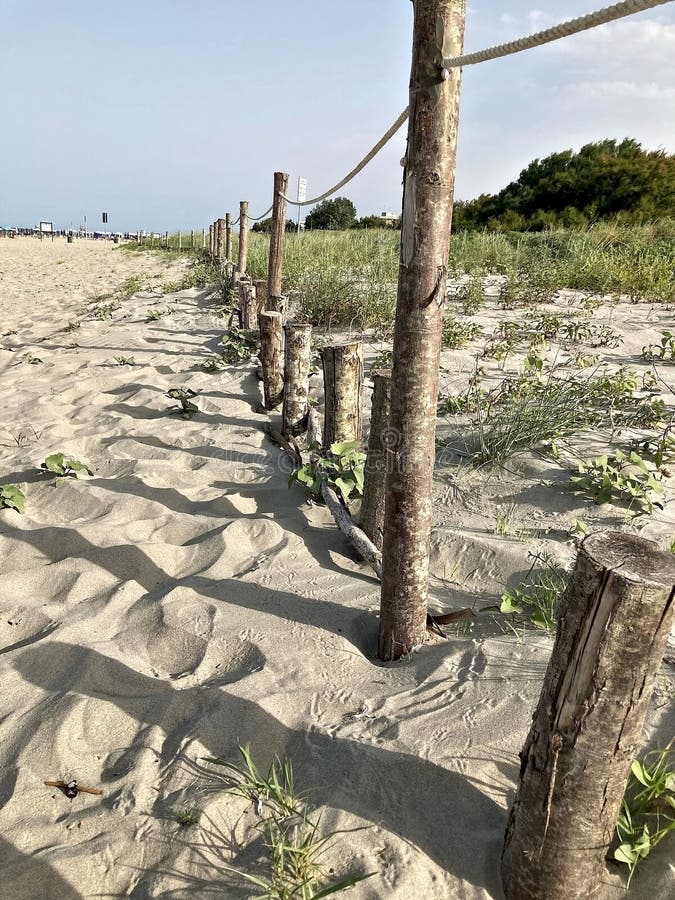 Adriatic Beach, Wooden Posts and Ropes Marking the Protected Area ...