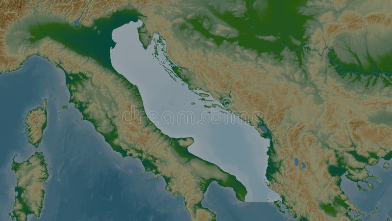 Adriatic Sea Highlighted. Physical Map Stock Illustration ...
