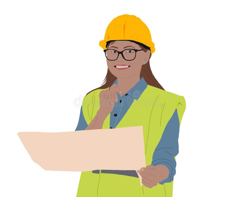 Drawing of a Woman Working in Construction. Construction Industry ...