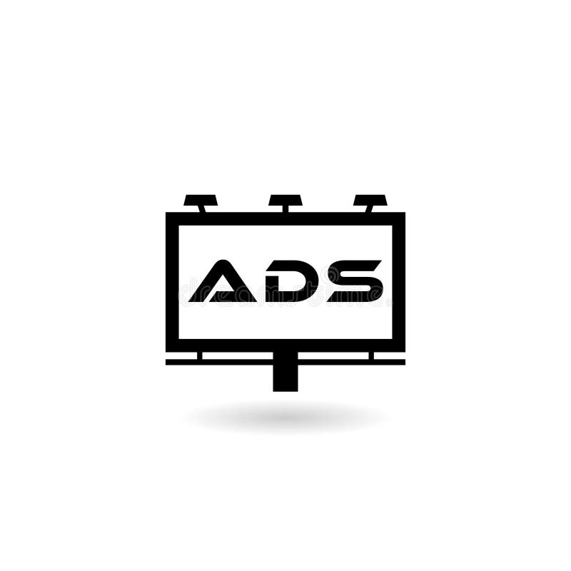 ADS Billboard Icon with Shadow Stock Vector - Illustration of computer ...