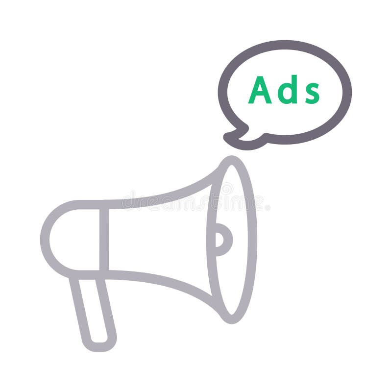 Ads Colour Line Vector Icon Stock Vector - Illustration of ...