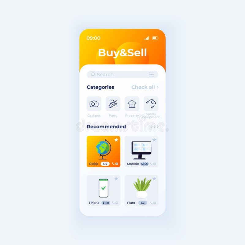 Ads and Reselling App Smartphone Interface Vector Template Stock Vector ...