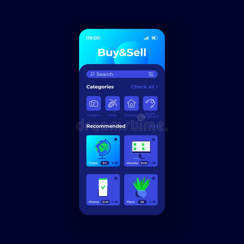 Ads and Reselling App Smartphone Interface Vector Template Stock Vector ...