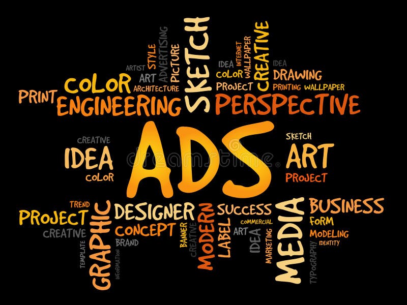 ADS word cloud stock illustration. Illustration of customer - 200317309
