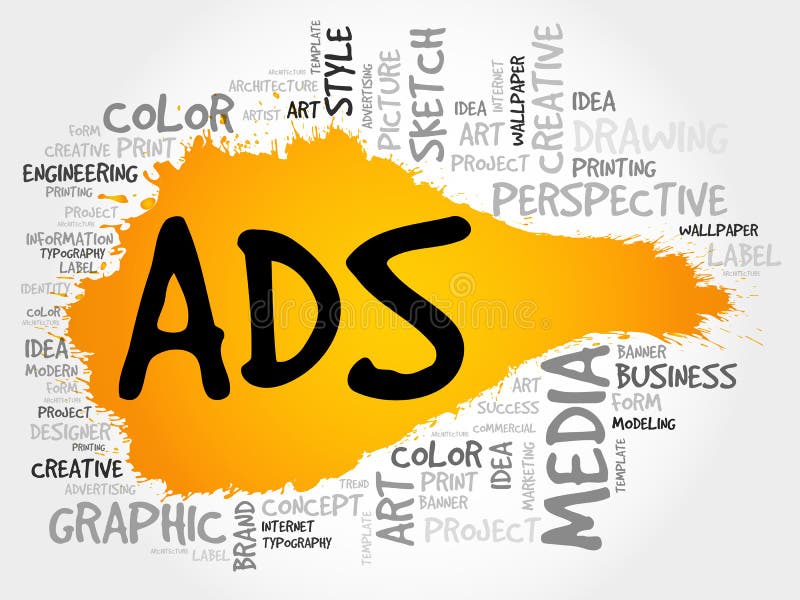 ADS word cloud stock illustration. Illustration of collage - 200716659
