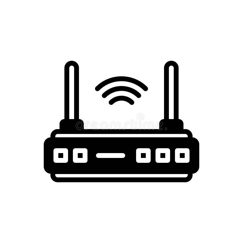 Black Solid Icon for Adsl, Router and Wireless Stock Vector ...