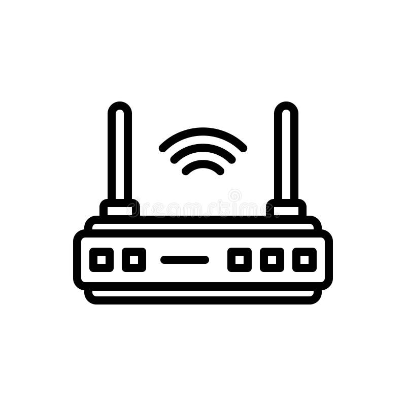 Black Line Icon for Adsl, Router and Wireless Stock Illustration ...