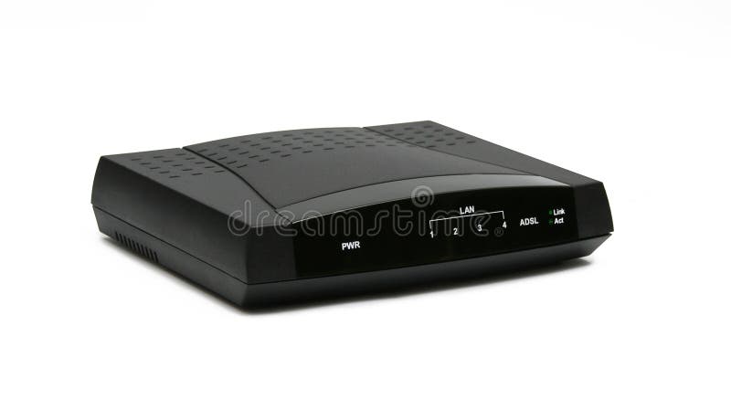 ADSL Modem with Four Yellow LAN Ports, One USB Stock Image - Image of ...