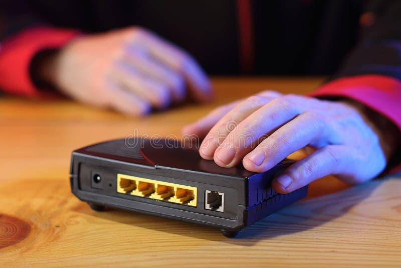 Adsl Modem on the Table in Front of the Person Stock Image - Image of ...