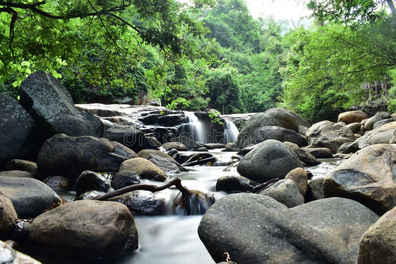 Adukamm Waterfalls and the Pambar River Stock Image - Image of clouds ...