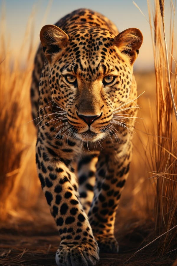 Adult Angry Leopard in African Savannah. Created with Generative AI ...