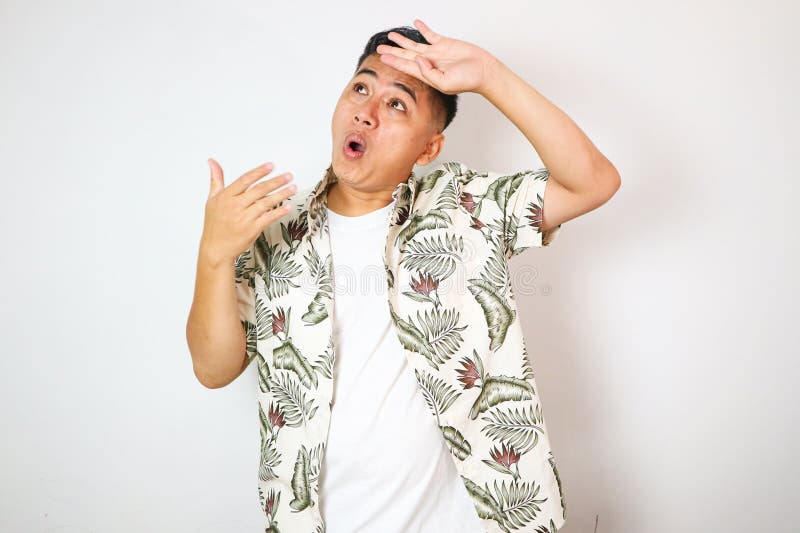 Adult Asian Man Looking Up and Sweating Stock Photo - Image of person ...