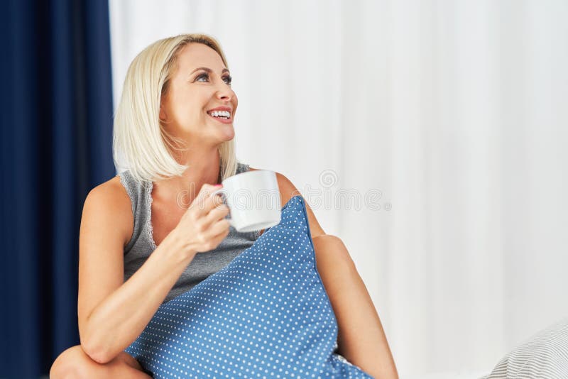 Adult Beautiful Woman Waking Up Fully Restedand Drinking Coffee Stock ... Adult Beautiful Woman Waking Up Fully Restedand Drinking Coffee Stock ...