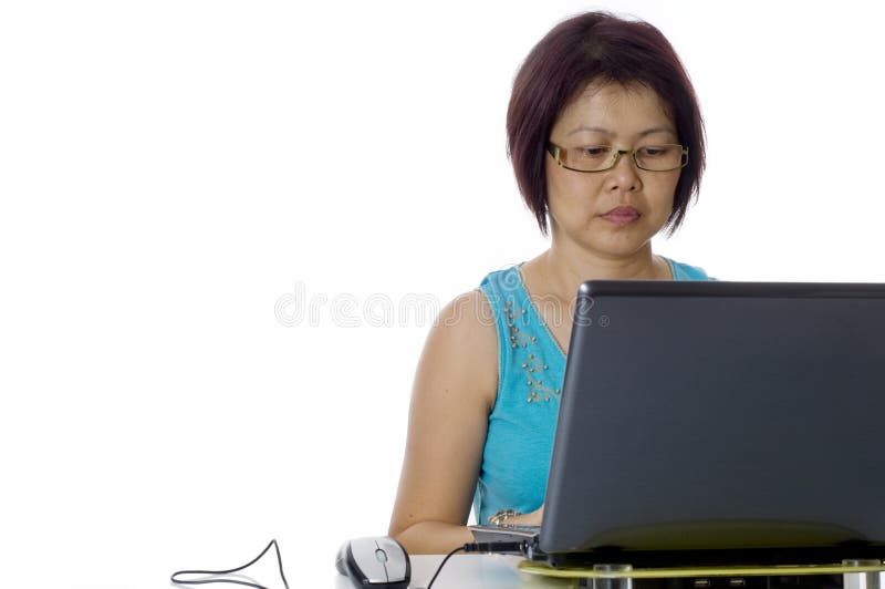Adult Business Woman Working at Her Computer Stock Image - Image of ...