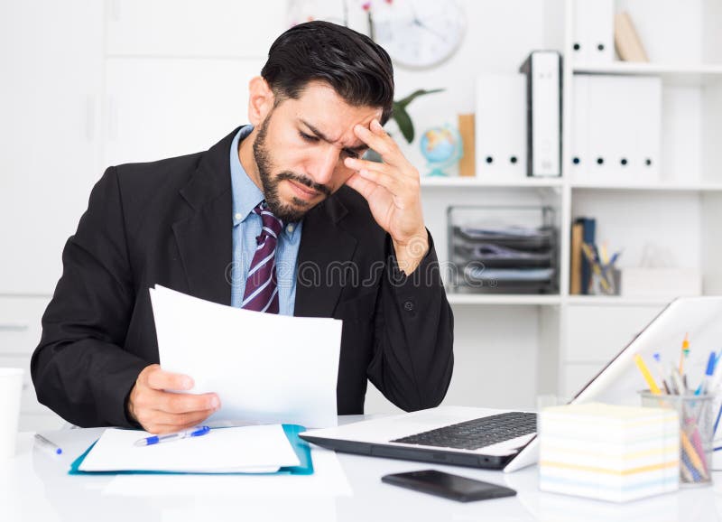 Adult Businessman is Sad because he is Having Issues at Work Place ...