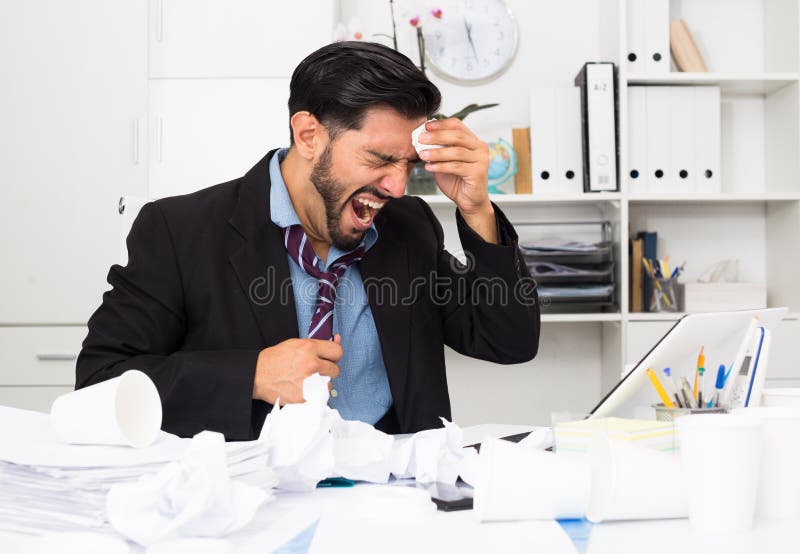 Adult Businessman is Sad because he is Having Issues at Work Place ...