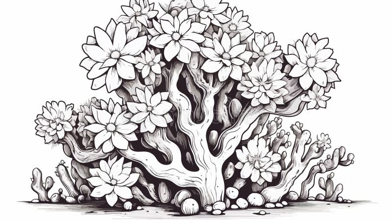 Adult Cactus Tree Drawing Art Stock Vector - Illustration of design ...