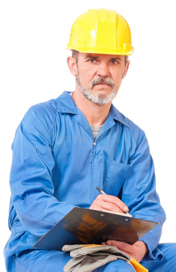 Puzzled worker stock image. Image of coveralls, construction - 30056651