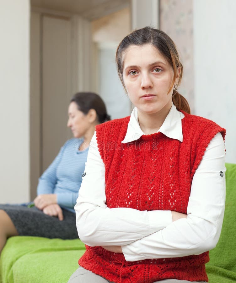 Adult Daughter and Mother Having Conflict Stock Image - Image of ...