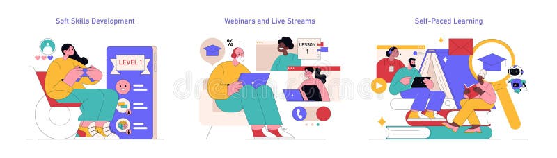 Adult Education. Flat Vector Illustration Stock Vector - Illustration ...