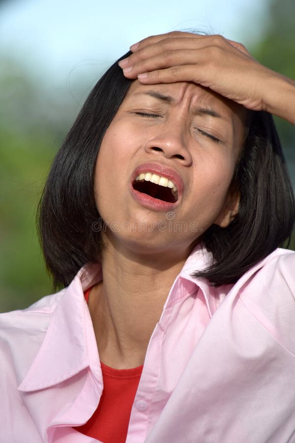 Adult Female with Headache stock photo. Image of forehead - 142732112