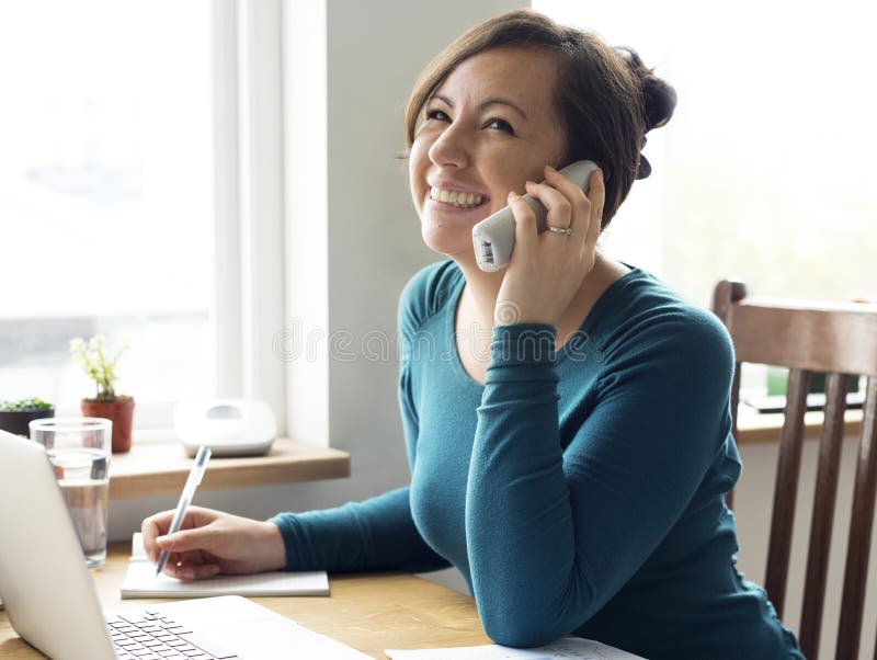 Adult Female Working Talking Writing Notes Concept Stock Image - Image ...