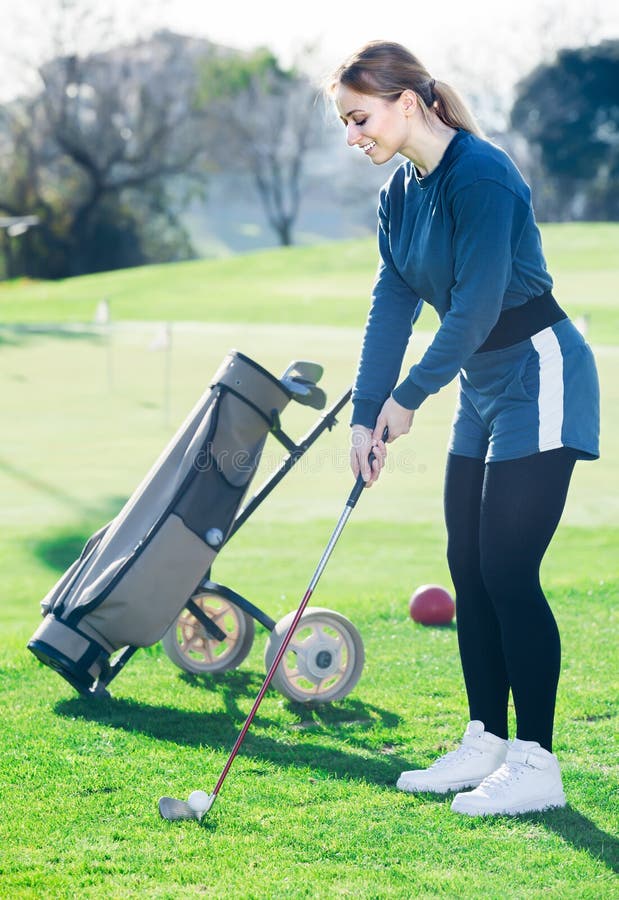 Adult Golfer is Ready for Play at Golf Course Stock Photo - Image of ...