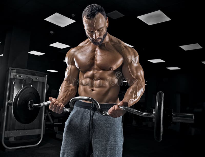Adult Guy Bodybuilder Posing in Gym Stock Image - Image of equipment ...
