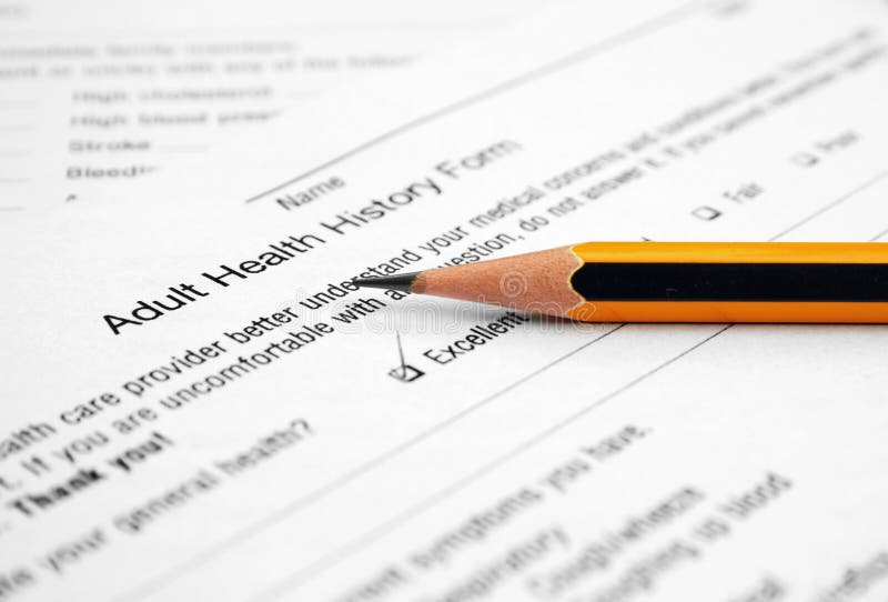 Adult health history form stock image. Image of healthcare - 15975487