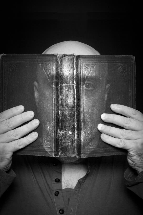 Adult Male Looking through Book Stock Photo - Image of loneliness ...