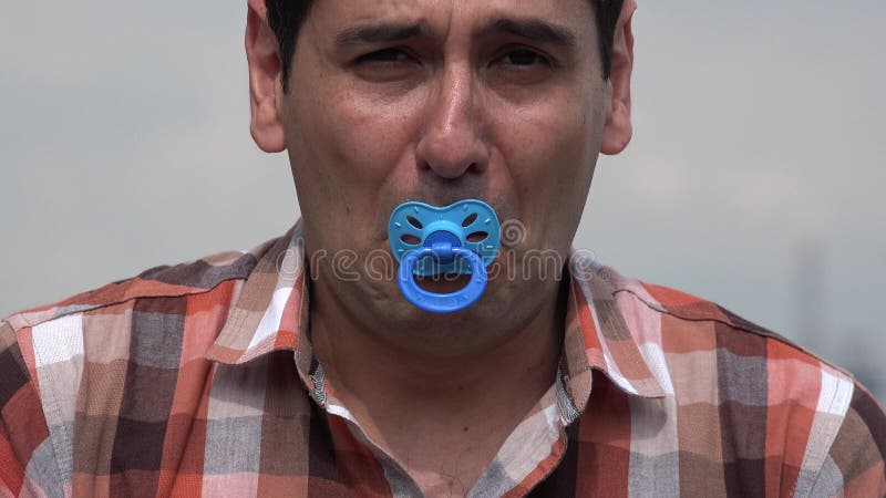 Adult Man Crying with Pacifier Stock Video - Video of sucker, hurt ...