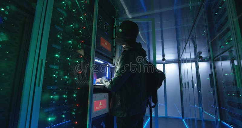 Adult Man Hacking Servers with Computer Stock Footage - Video of ...