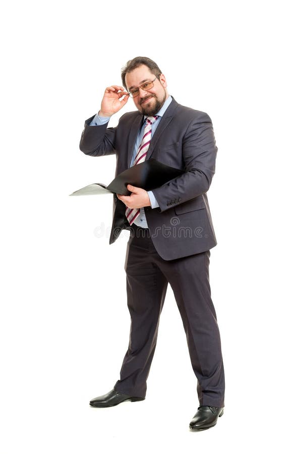 The Adult Man Holds the Folder Stock Image - Image of cheerful, uniform ...